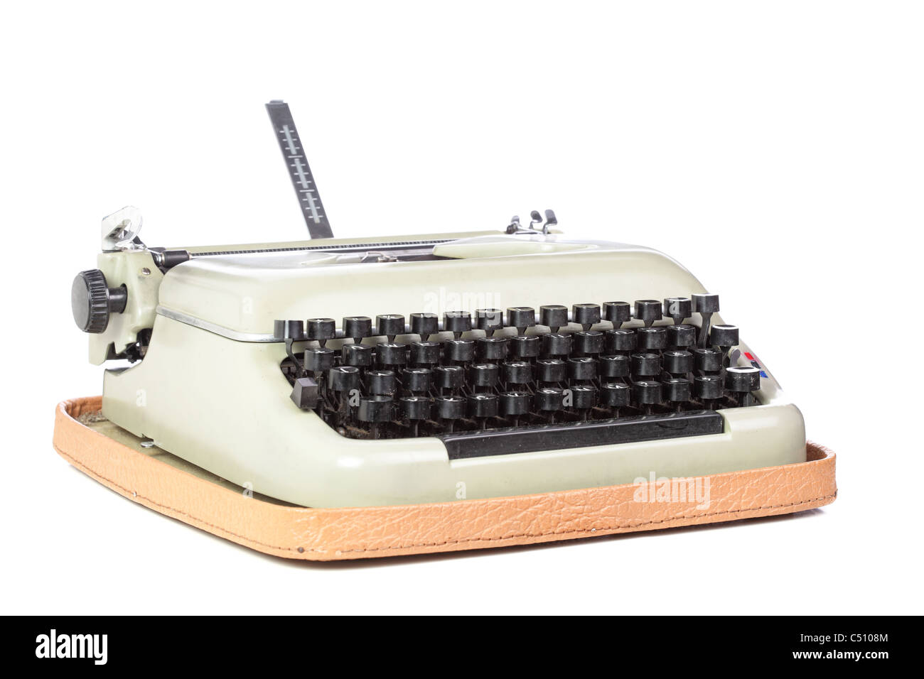 old style typing machine against white background Stock Photo - Alamy