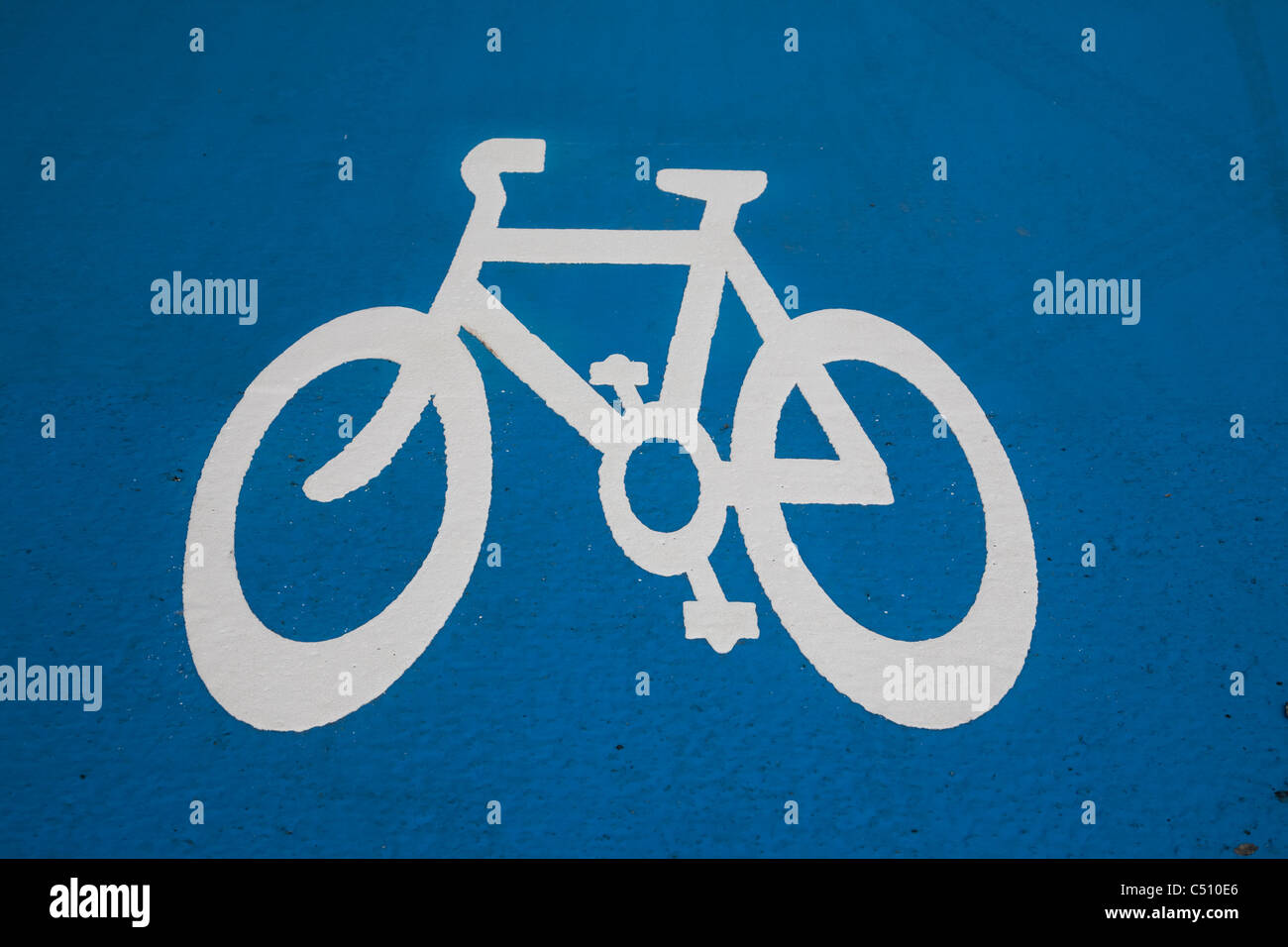Close up of Blue Bike Lane Sign Stock Photo - Alamy