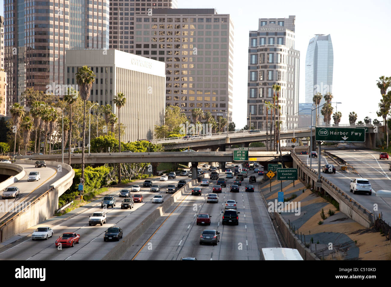 view of downtown los angeles and freeways Stock Photo - Alamy