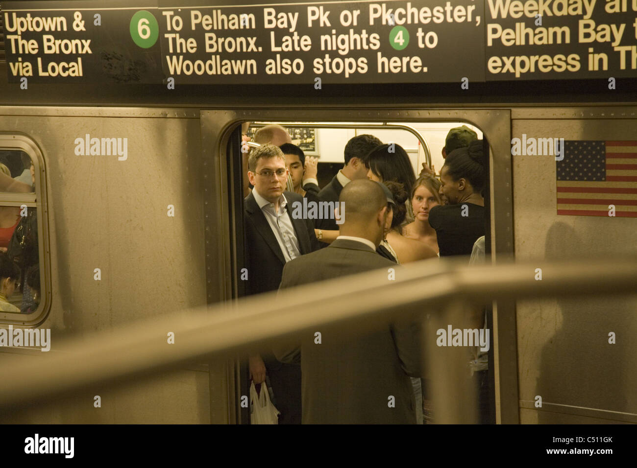 Lexington local subway train in the station at E. 51st Street in ...