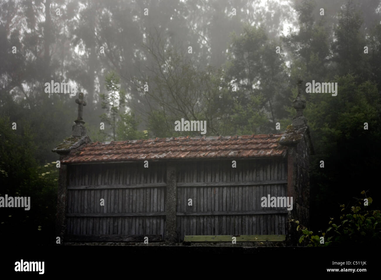 A Roman barn is located in the French Way of St. James Way, Galicia ...