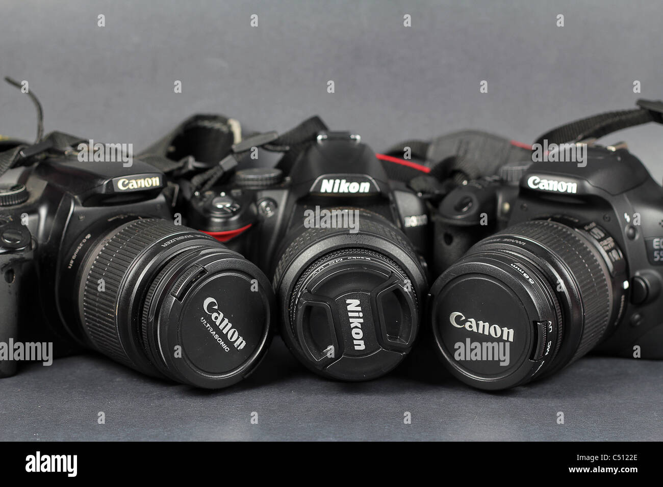 digital slr cameras on isolated background Stock Photo - Alamy
