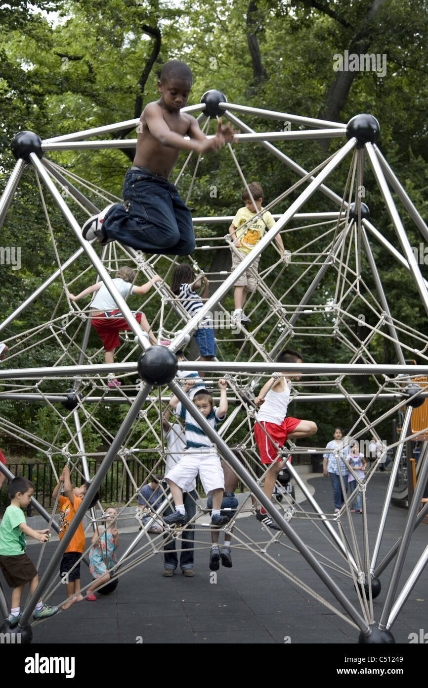 Children play at the Vanderbilt playground at Prospect Park, Brooklyn ...