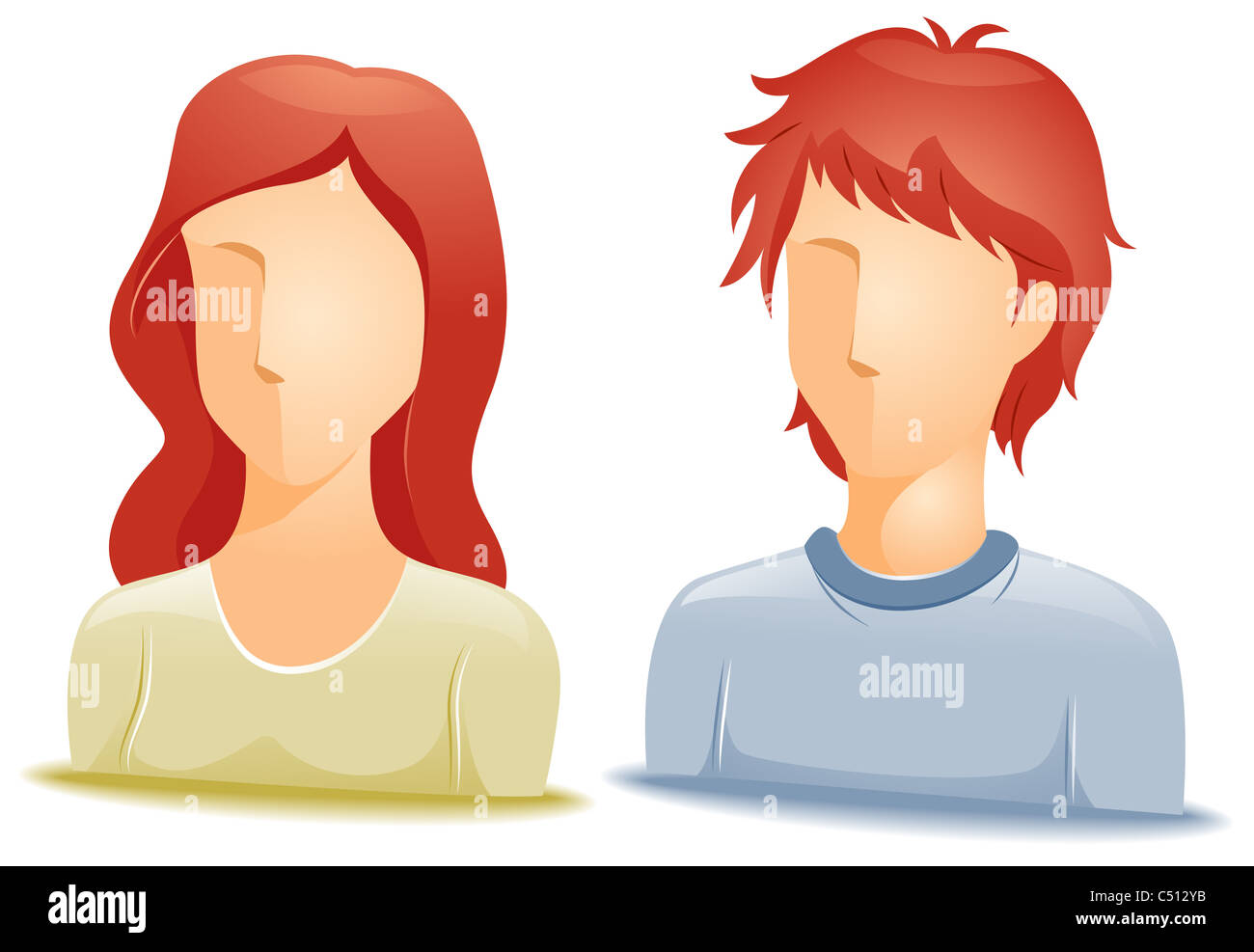 Red Haired Avatars with Clipping Path Stock Photo - Alamy