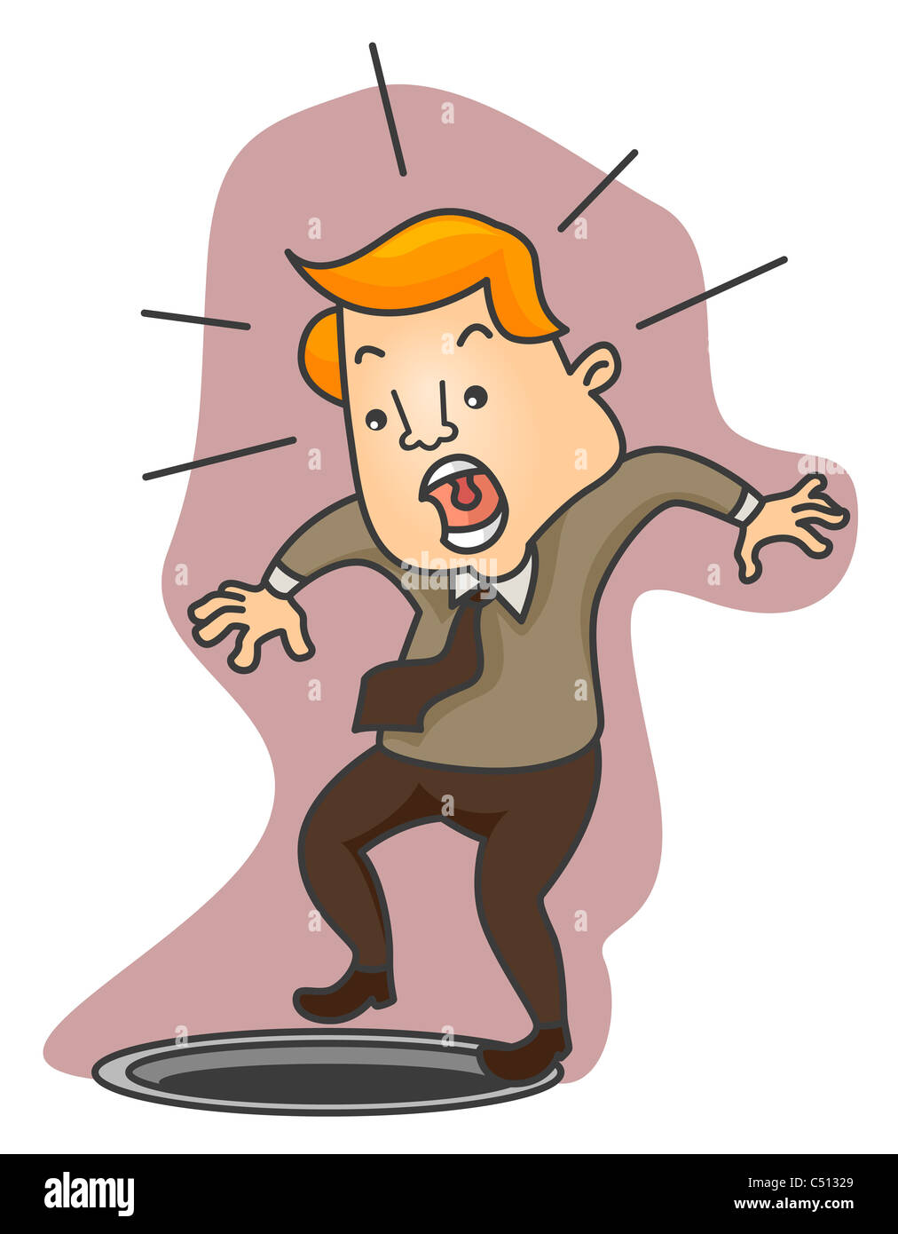 Businessman about to Fall in an Open Manhole with clipping path Stock ...