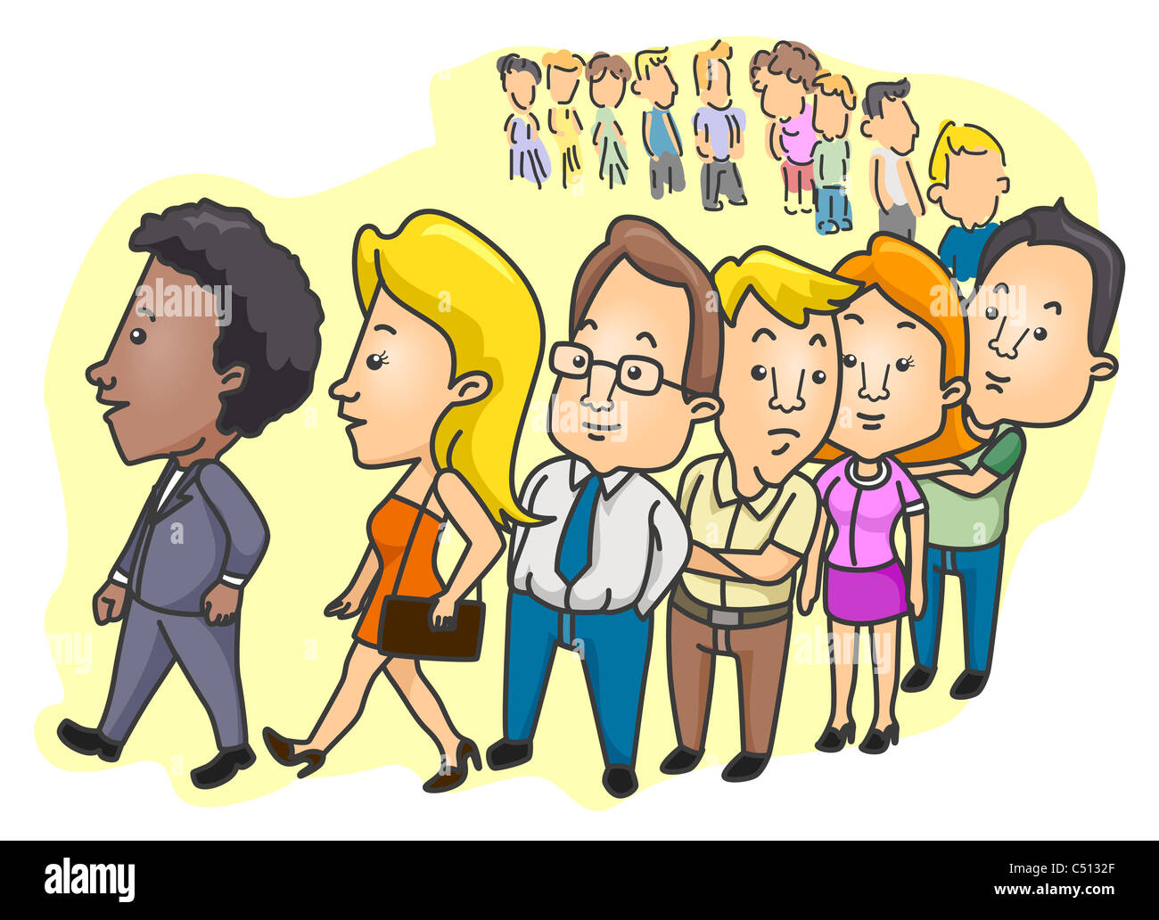 People in Line with clipping path Stock Photo - Alamy