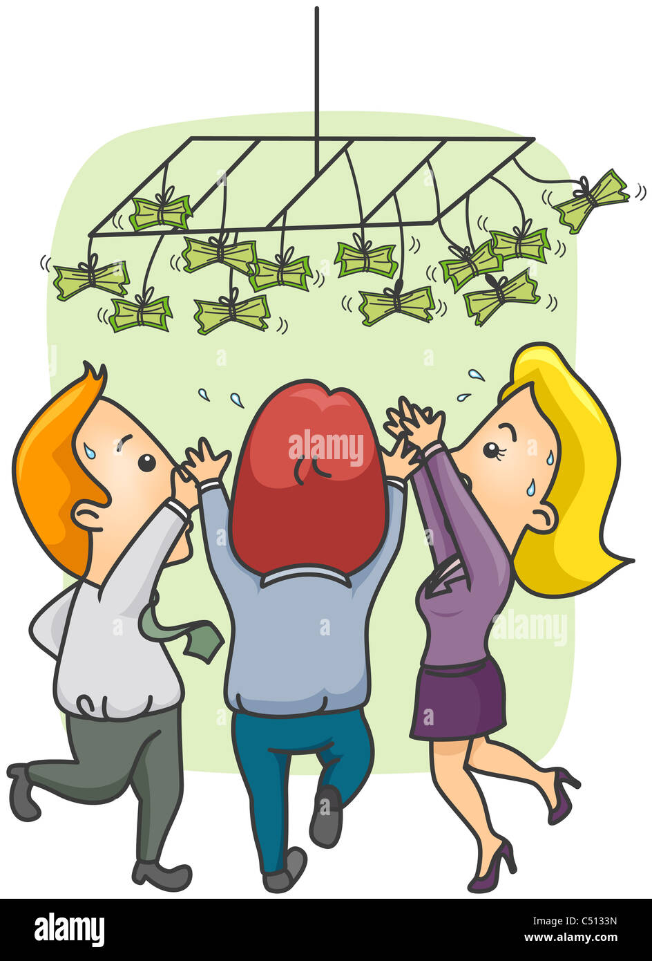 Business People Jumping and Reaching Money with clipping path Stock ...