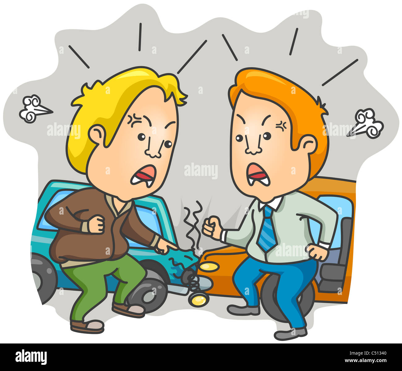 Two Drivers arguing about the Accident with clipping path Stock Photo ...