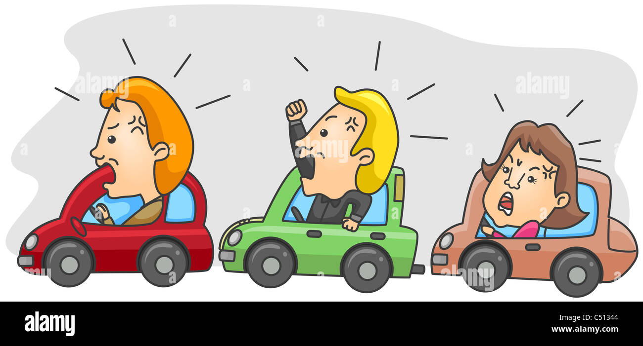 Angry People in Traffic with clipping path Stock Photo - Alamy