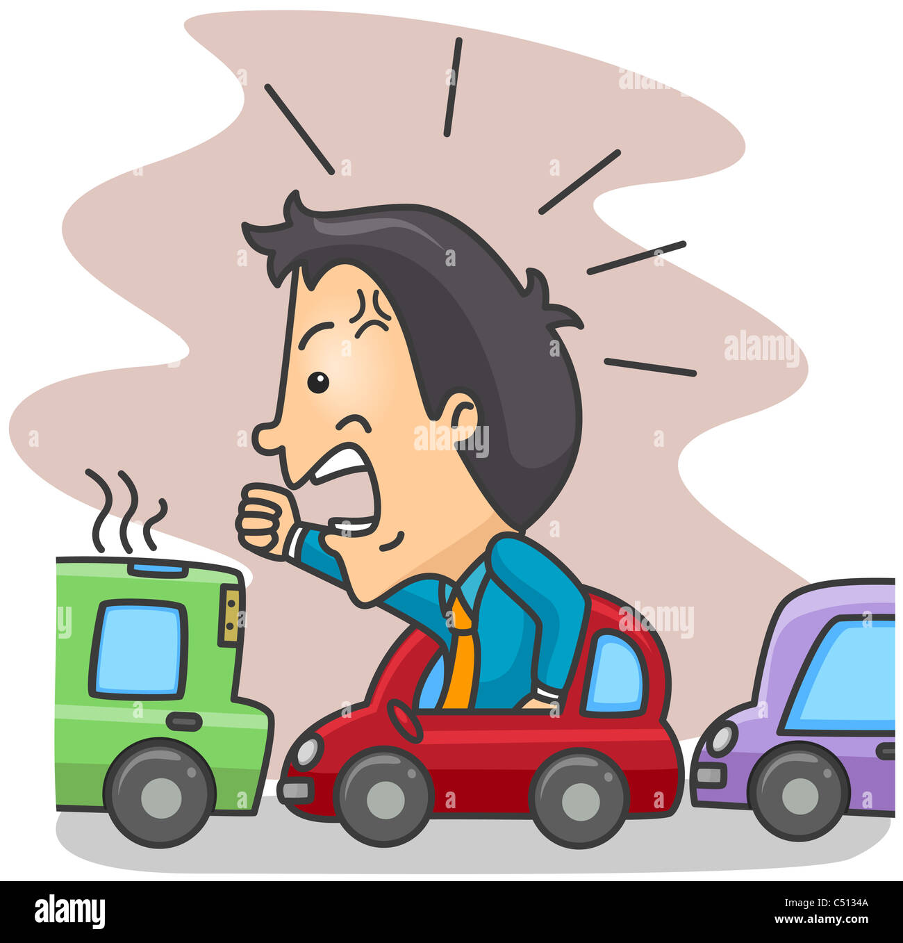 Man Angry in a Traffic with clipping path Stock Photo - Alamy