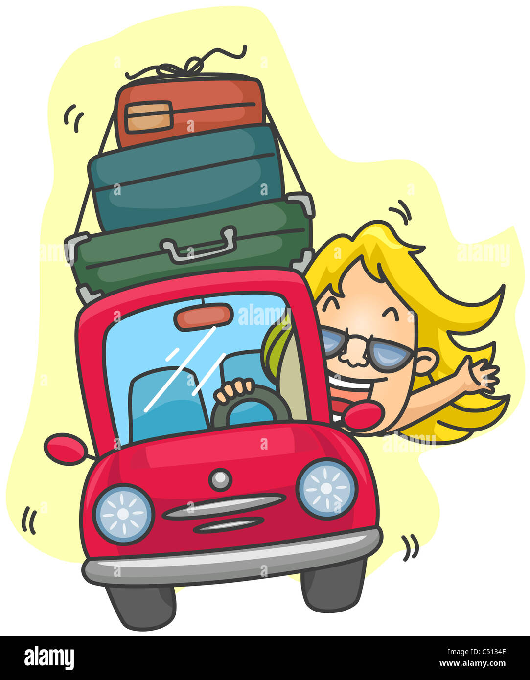 Girl traveling in Car with clipping path Stock Photo - Alamy