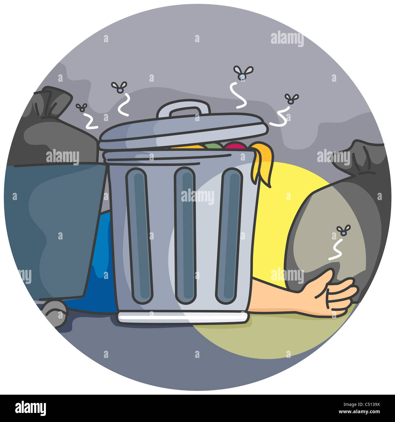 Man Lying behind the Dumpster with clipping path Stock Photo - Alamy