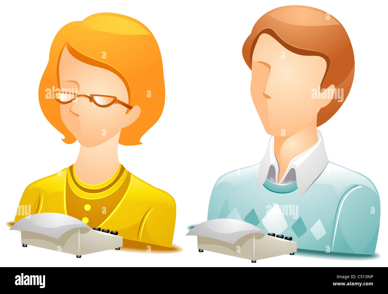 Stenographer Avatars with Clipping Path Stock Photo - Alamy
