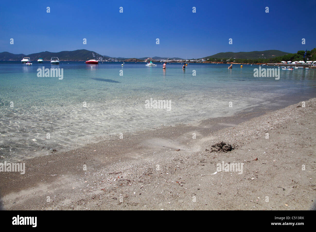View of the beach of Cala Pada, Ibiza, Spain Stock Photo - Alamy