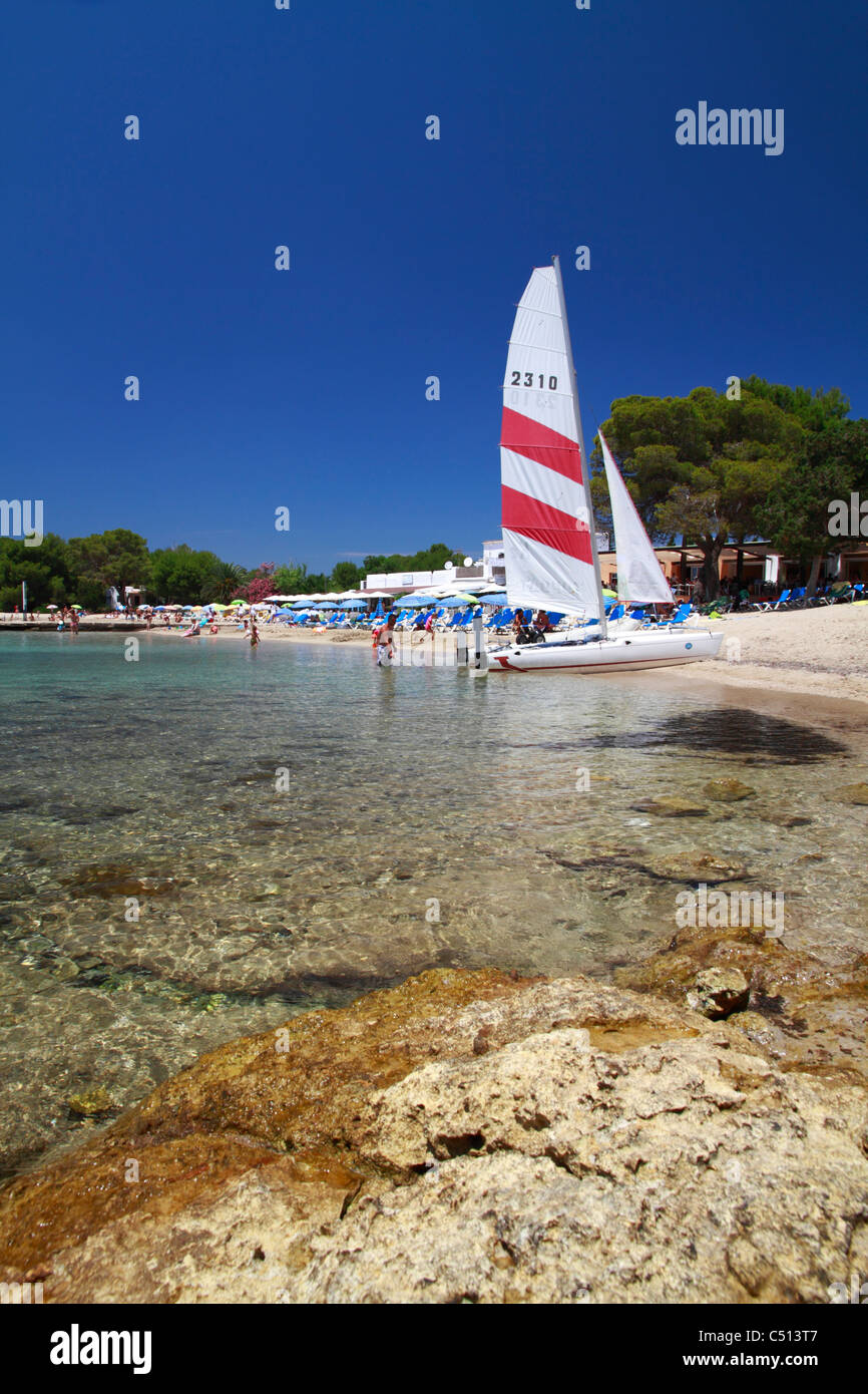 View of the beach of Cala Pada, Ibiza, Spain Stock Photo - Alamy