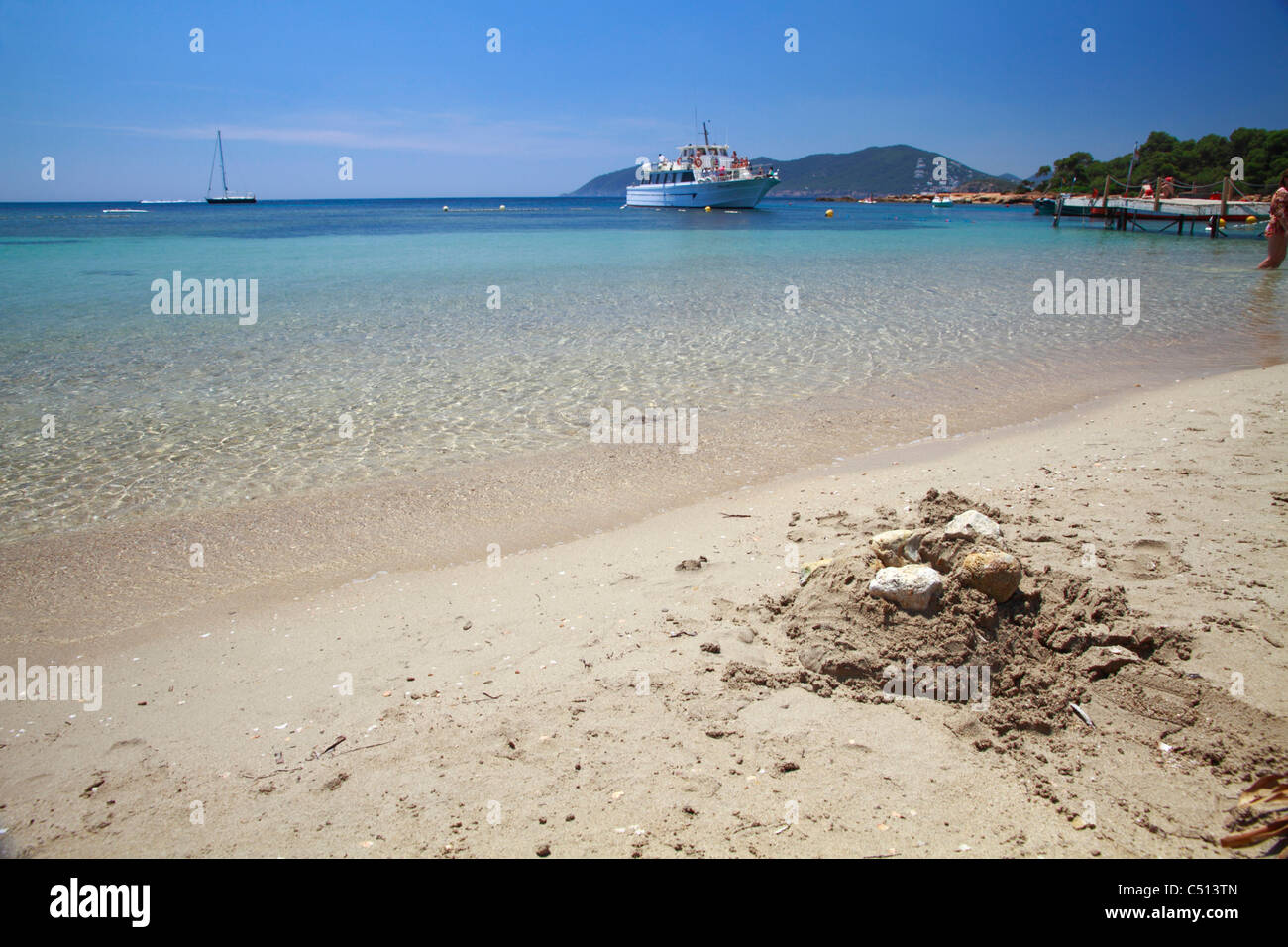 View of the beach of Cala Pada, Ibiza, Spain Stock Photo - Alamy