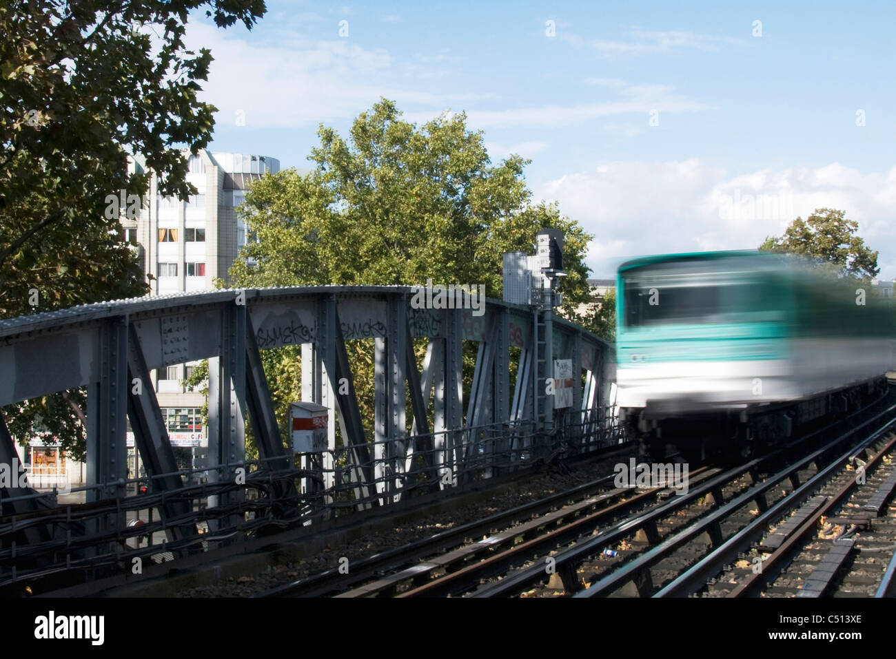 Subway train on rails hi-res stock photography and images - Alamy