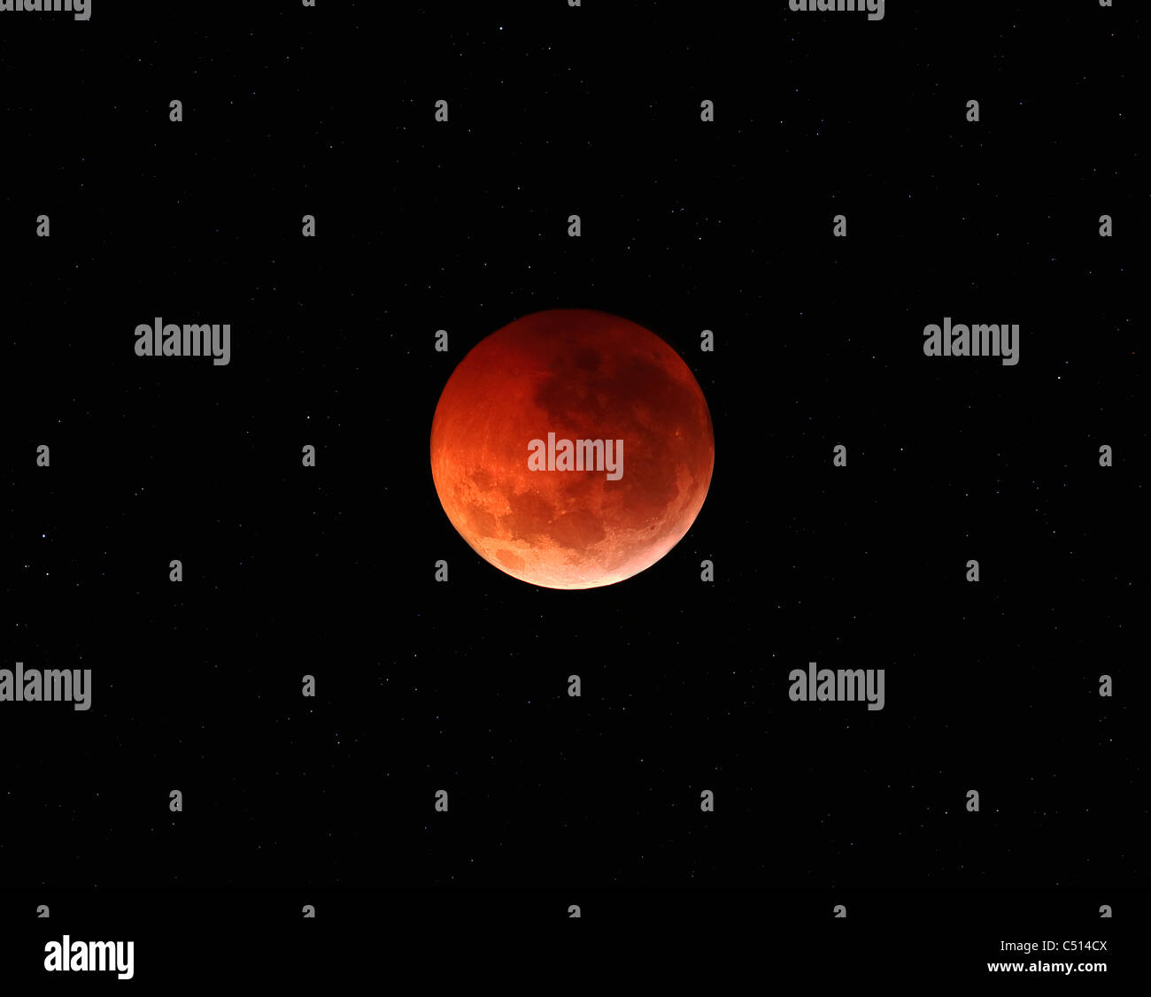The totality phase of a lunar eclipse during the 2010 solstice Stock ...