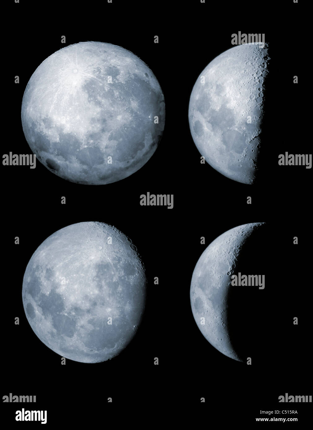 Four Phases Of The Moon Stock Photo Alamy