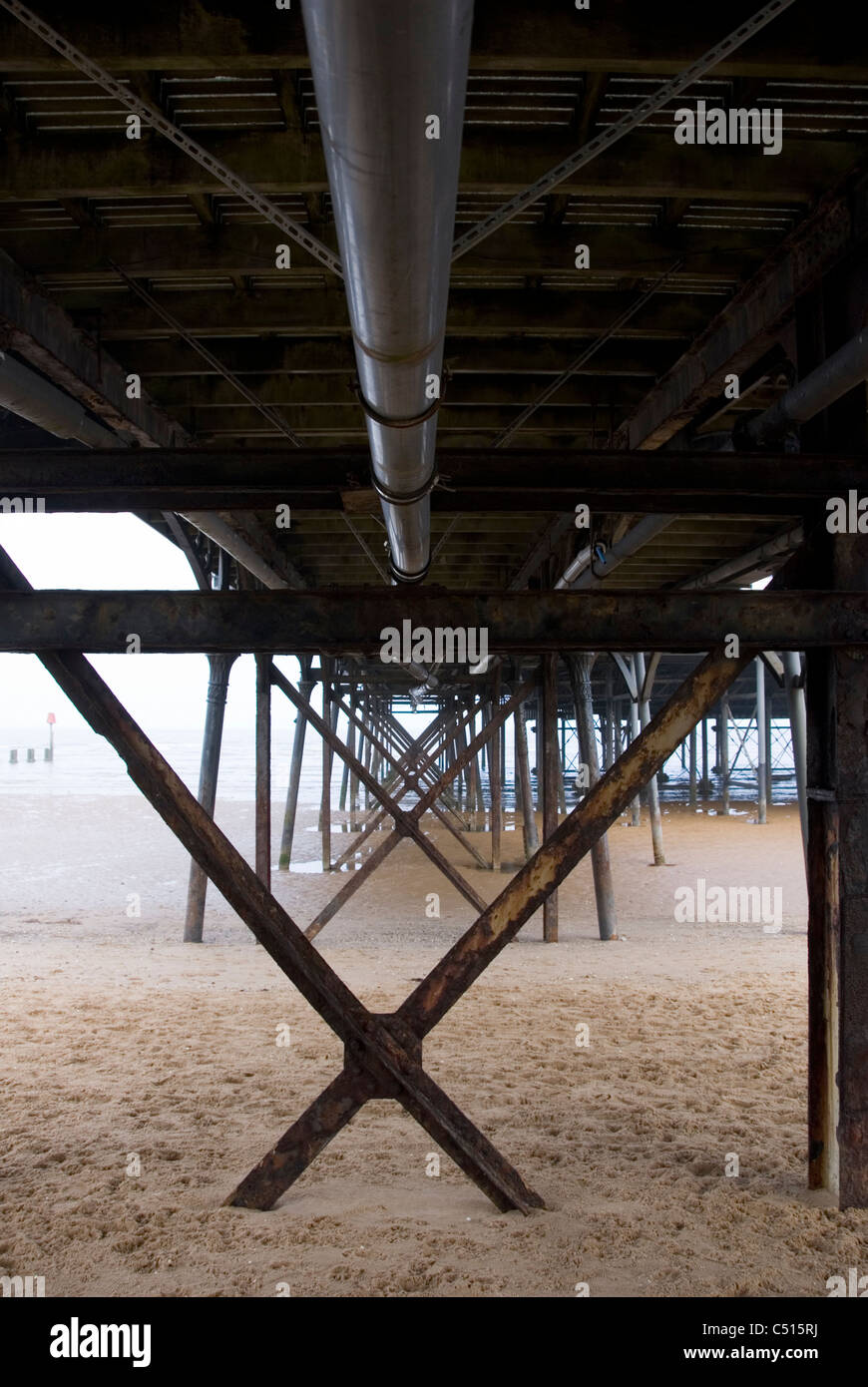 Steel Girders, Legs and Structural Supports Underneath The Pier ...