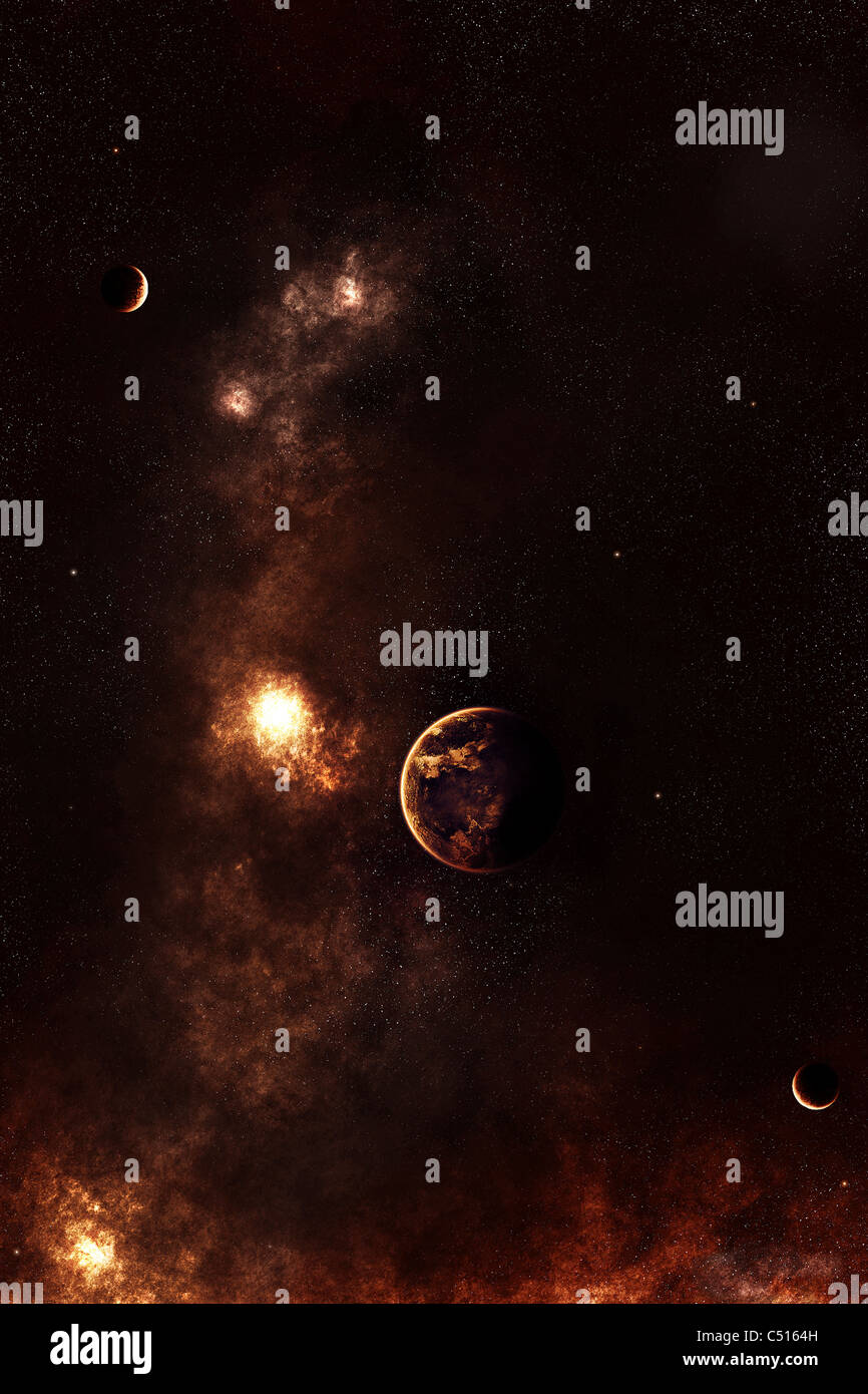 Artist's concept of a planet illuminated by plasma floating in the vast ...