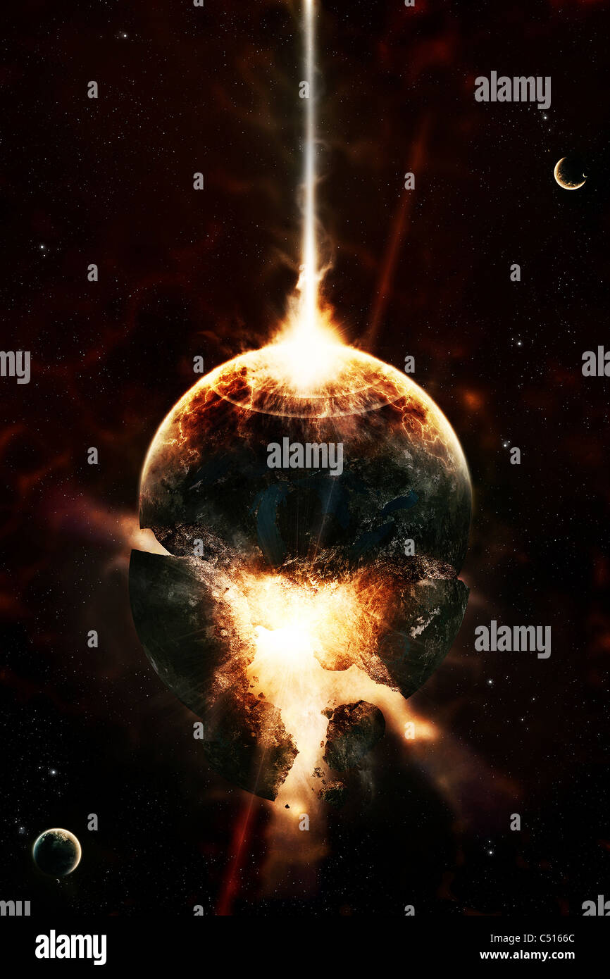 A concentrated gamma ray strikes a planet, increasing the core pressure ...