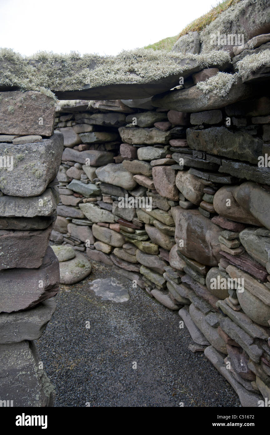 Entrance to Iron Age Aisled Roundhouse at Jarlshof Settlement, South ...