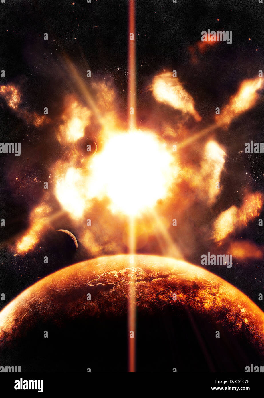 Last moment on Earth as our Sun exploded just seconds ago Stock Photo ...