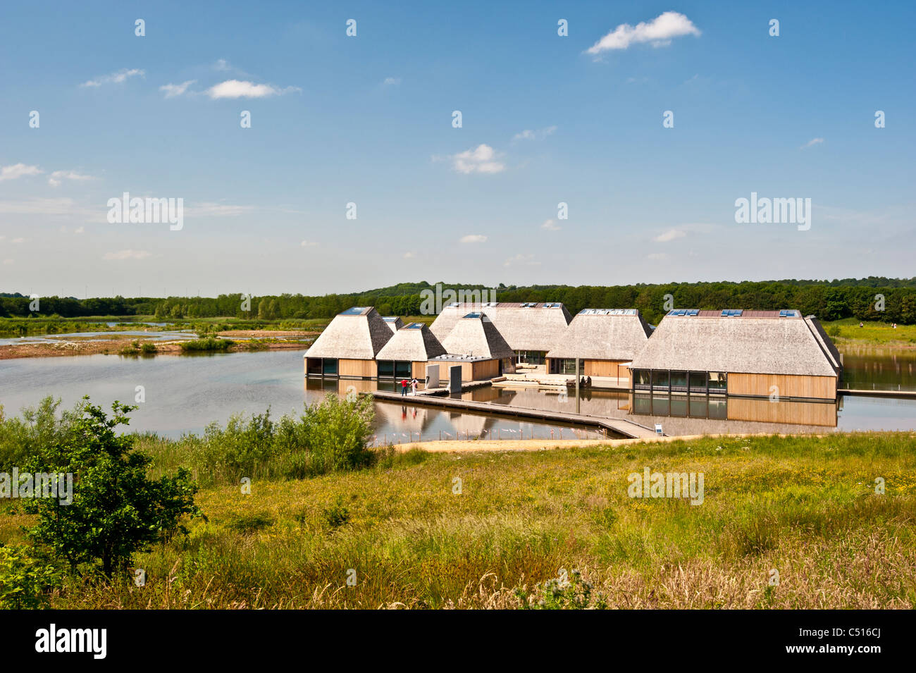 The floating visitor Centre at Brockholes Nature Reserve near Preston ...