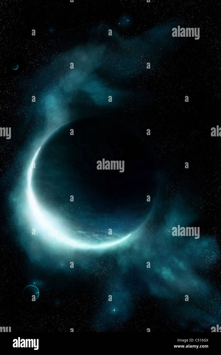 Artist's concept of an oceanic planet habitable with numerous life ...