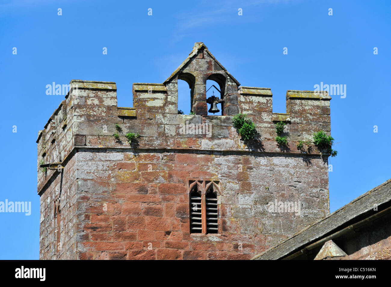 Detail of bellcote on West tower. Church of Saint Michael. Kirkby Thore ...