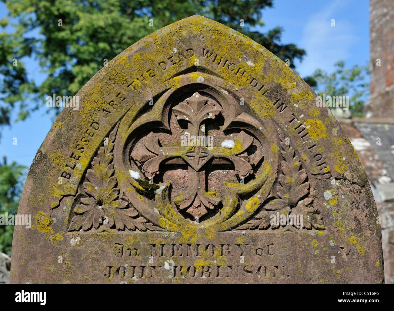 Detail of 19th.Century gravestone. Church of Saint Michael. Kirkby ...