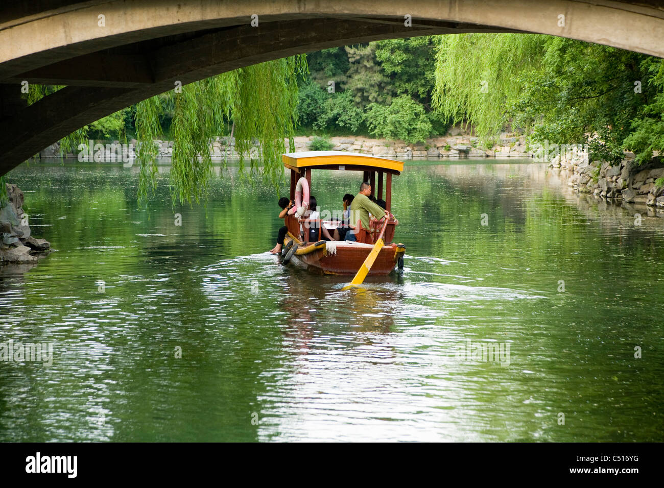 Traditional tourist paddle boat tour / leisure boat / boating on Lake ...