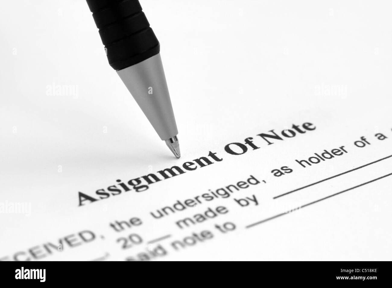 Assignment of note Stock Photo - Alamy