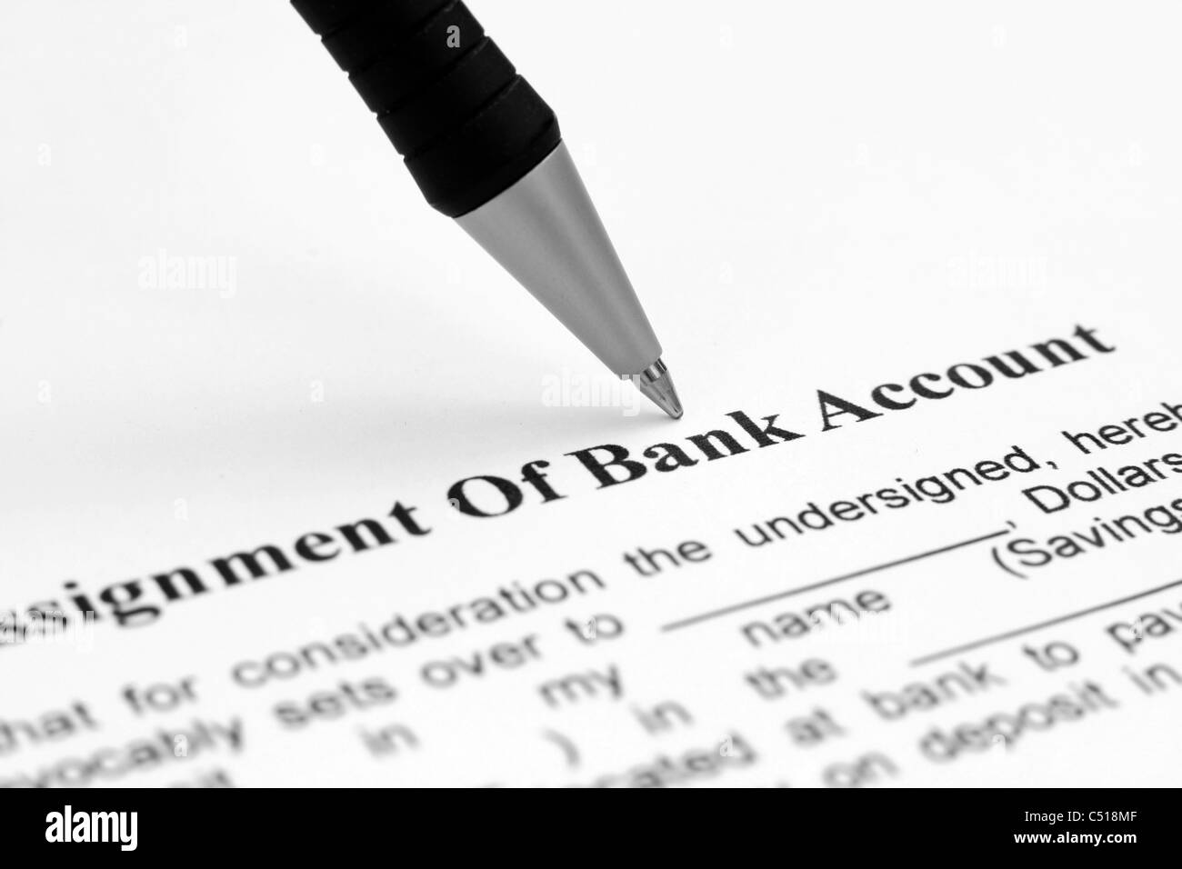 Assignment of bank account Stock Photo - Alamy