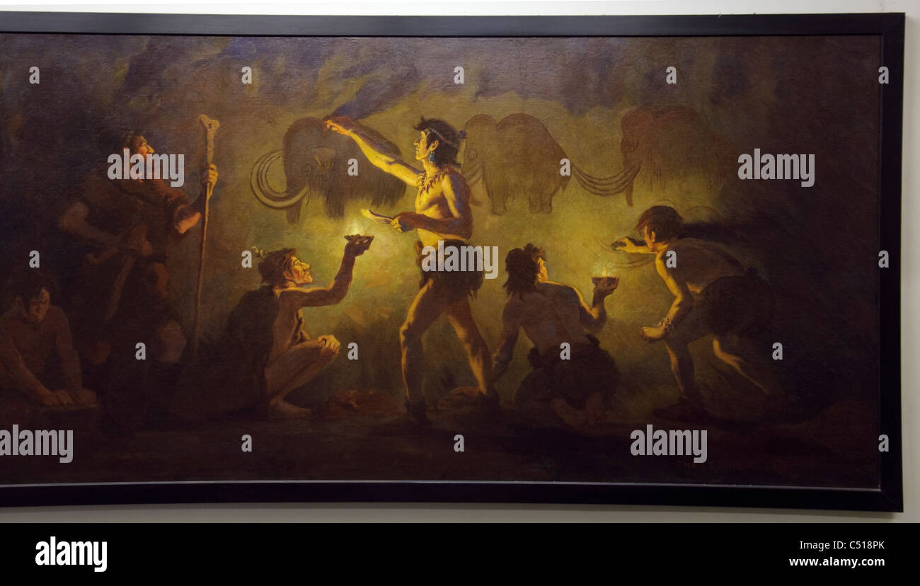 Cro-Magnon Artists of Southern France, 1920, by Charles R. Knight Stock ...