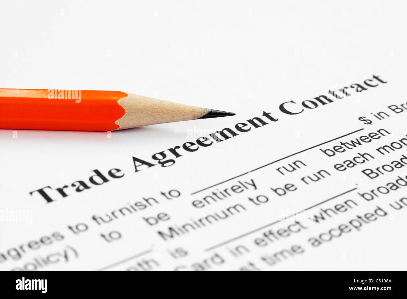 Trade agreement contract Stock Photo - Alamy