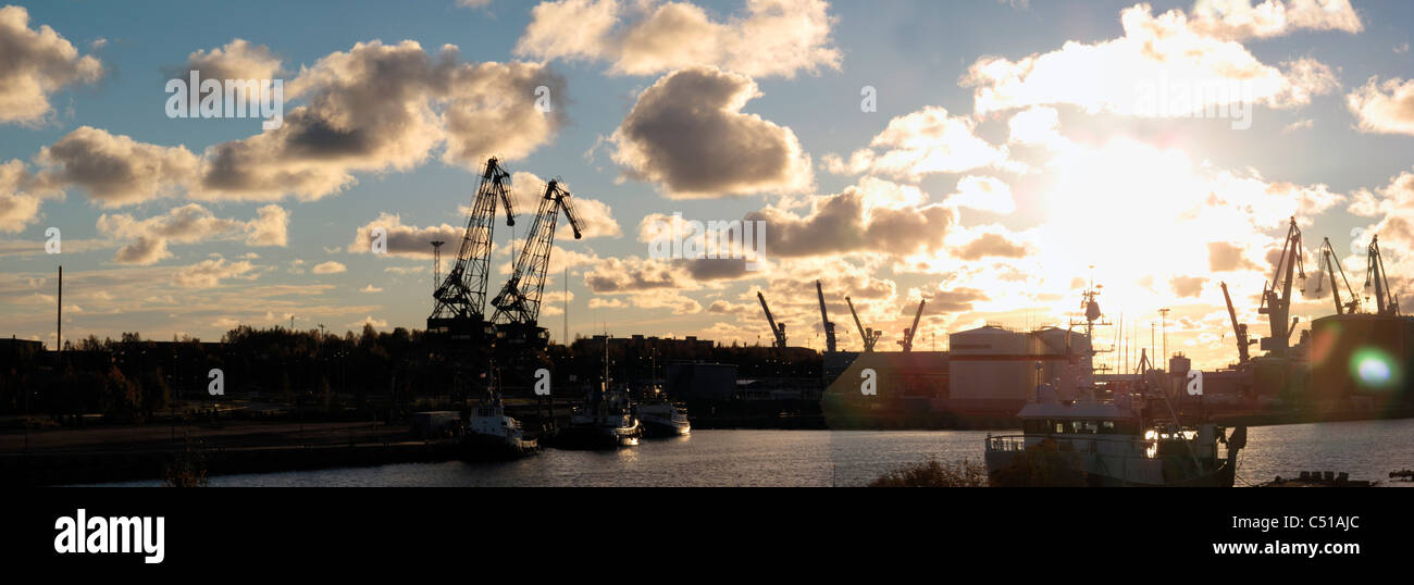 panorama Finland Rauma harbor. Timber transport harbor Stock Photo - Alamy