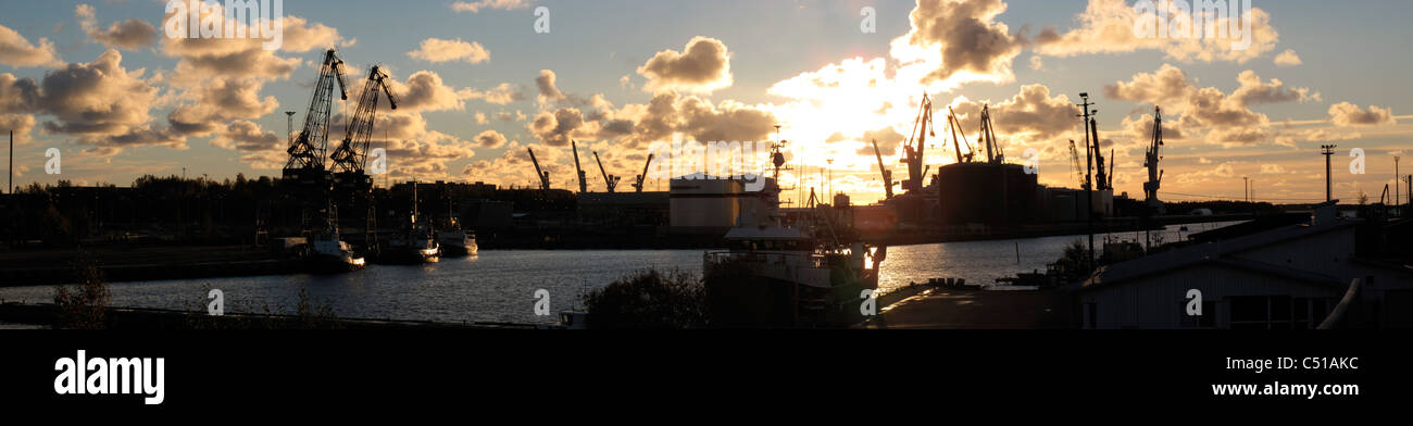 panorama Finland Rauma harbor. Timber transport harbor Stock Photo - Alamy