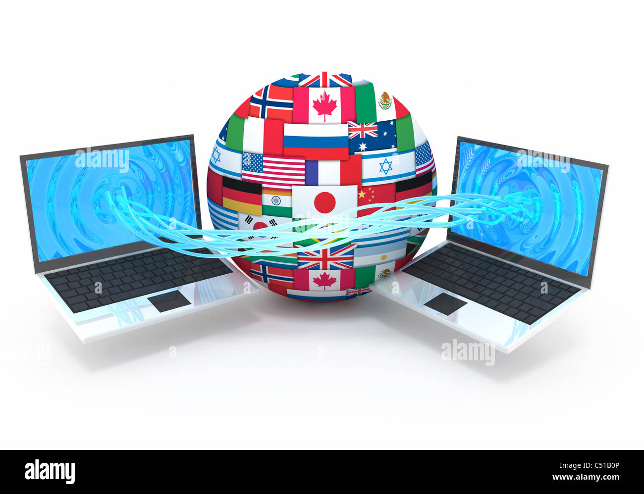 Computer downloading data 3d concept illustration Stock Photo - Alamy