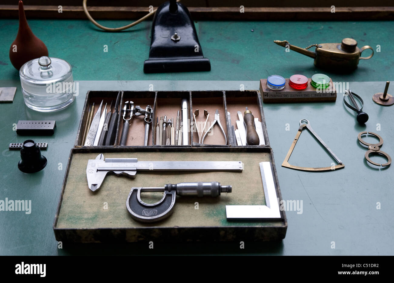 Workplace with tools Stock Photo - Alamy