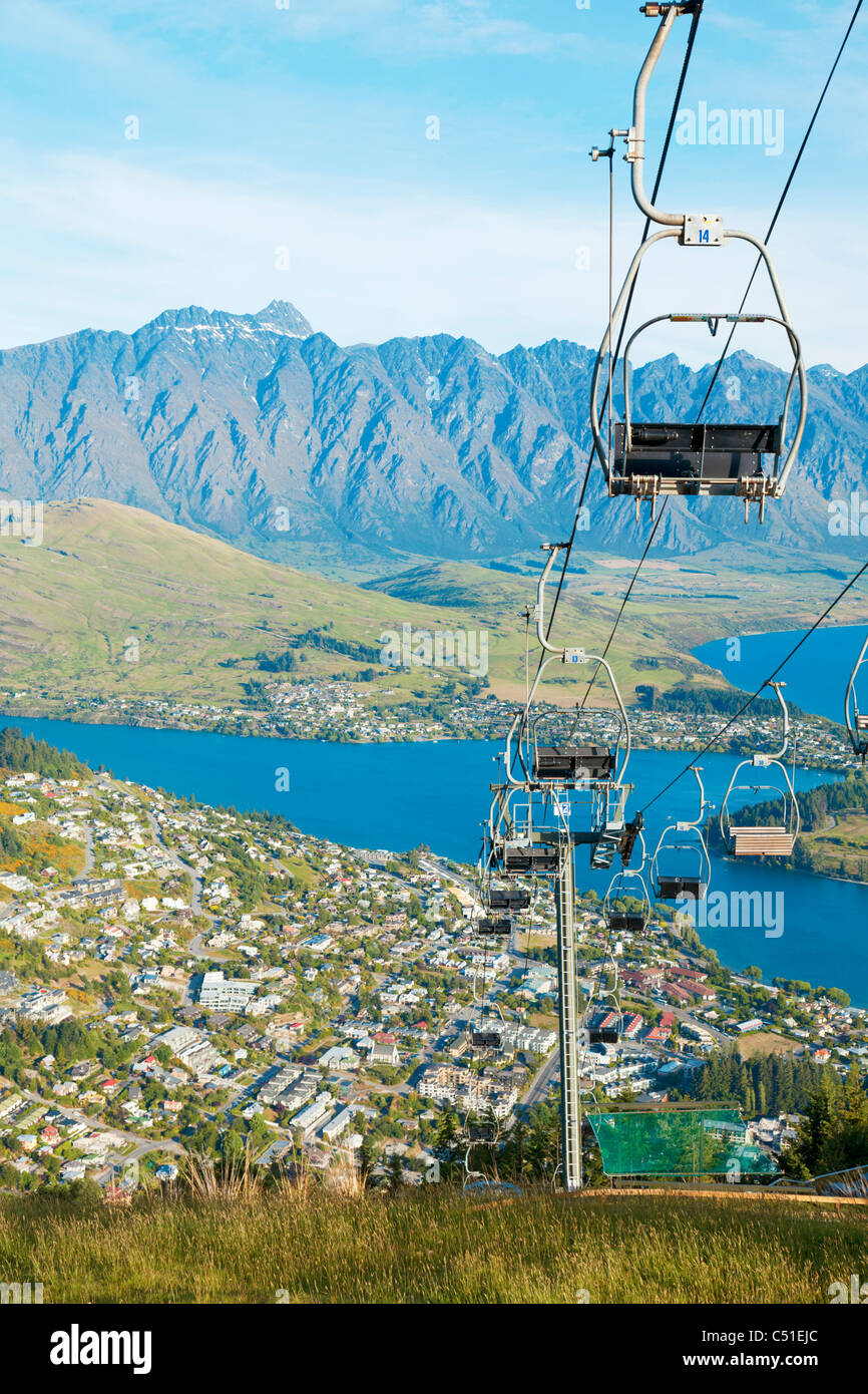 View of Queenstown and Lake Wakatipu from the Skyline Gondola Stock ...