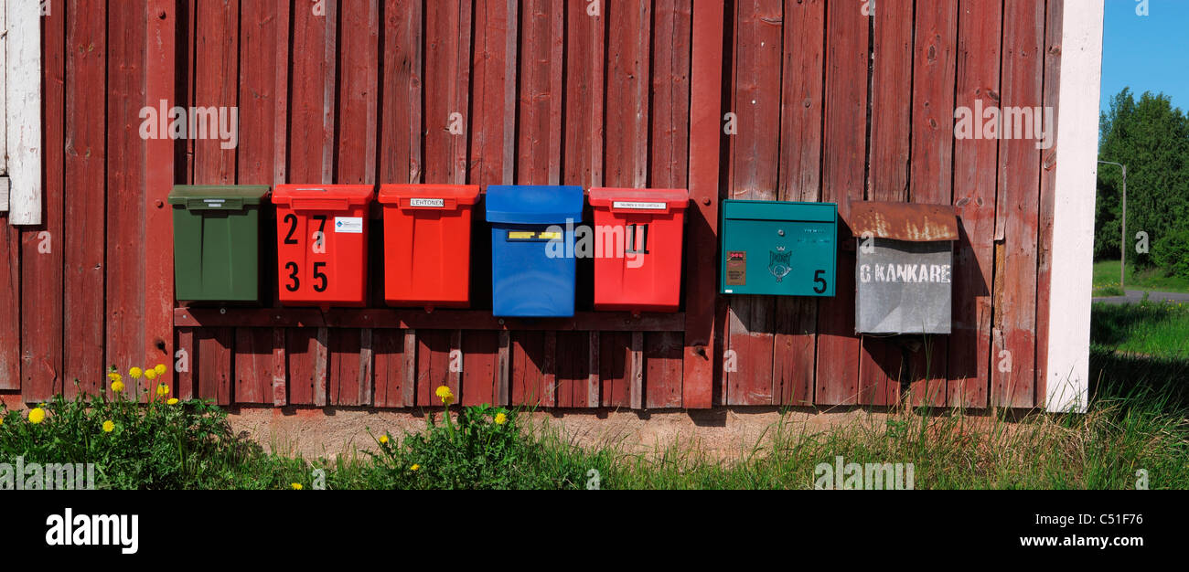 Scandinavia Finland finnish red letter box mailbox Stock Photo - Alamy
