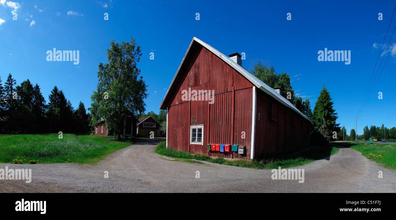 Scandinavia Finland finnish red letter box mailbox Stock Photo - Alamy
