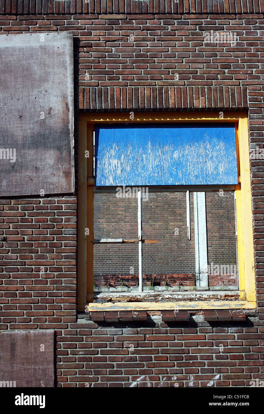 destroyed window on the old damaged wall Stock Photo - Alamy
