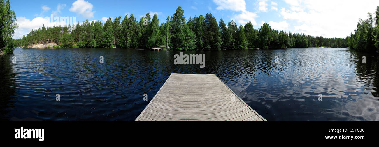 Scandinavia Finland Lake jumping platform Stock Photo - Alamy