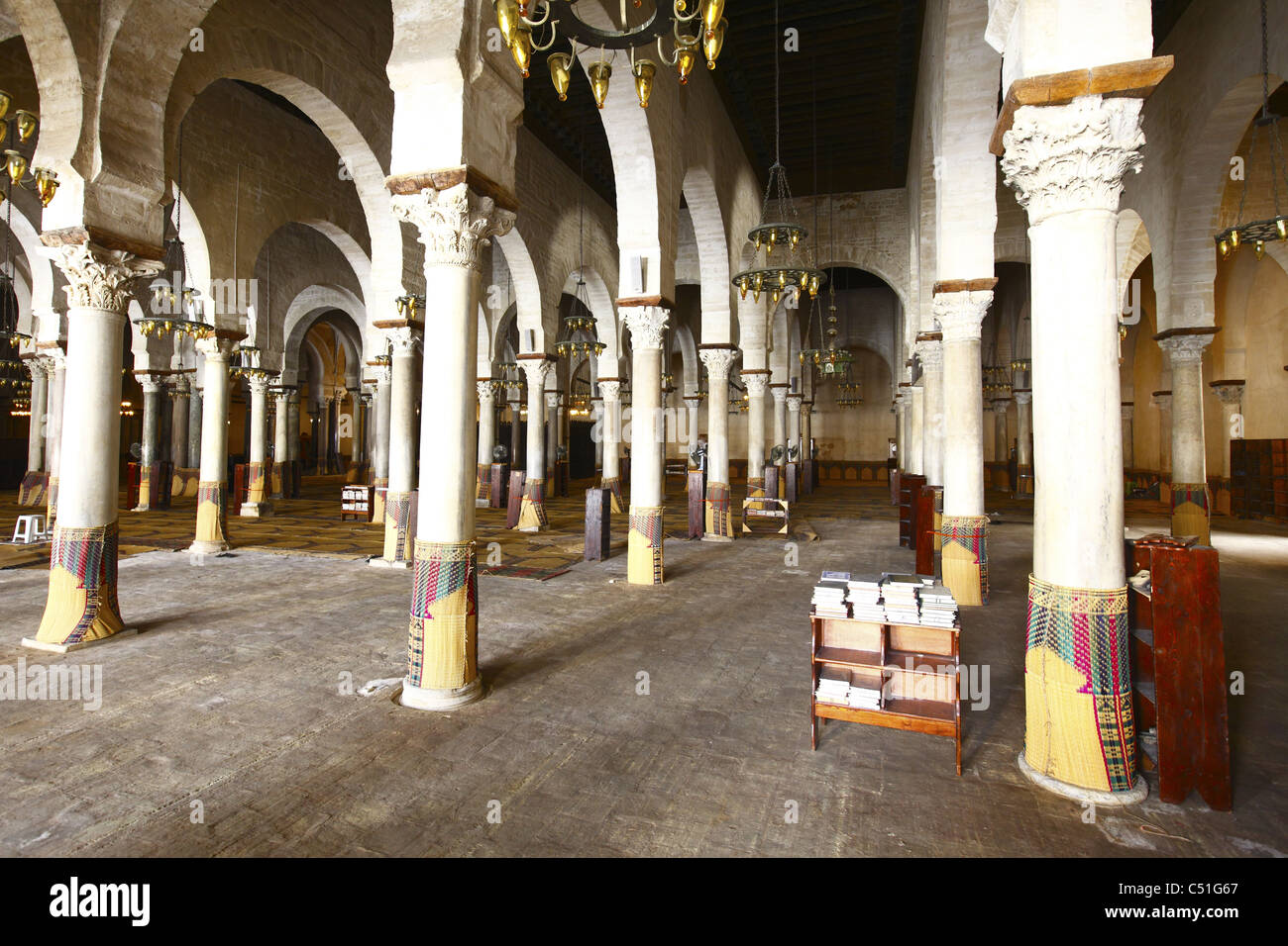 Africa, Tunisia, Kairouan, Interior of The Great Mosque Okba, Prayer ...