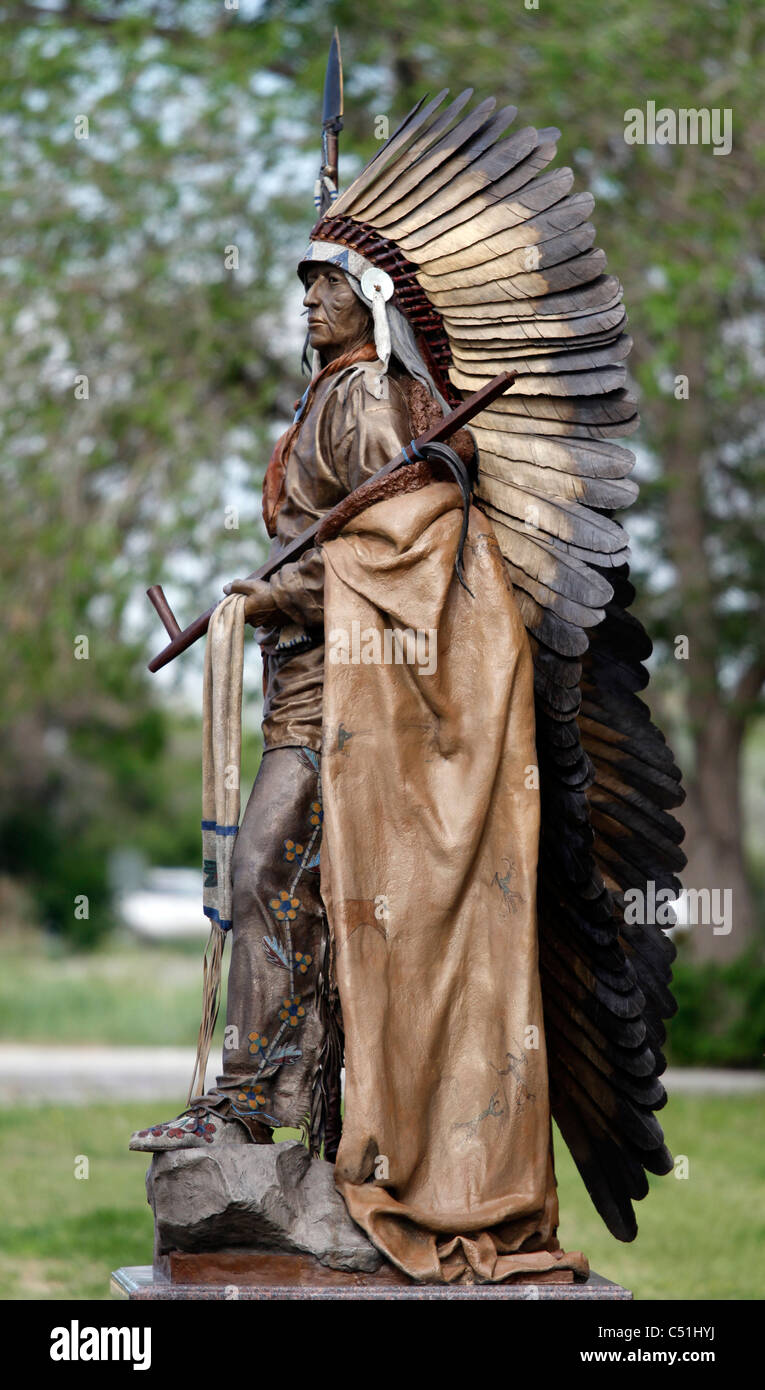 Sculpture of historic Shoshone Indian chief Washakie in front of the ...