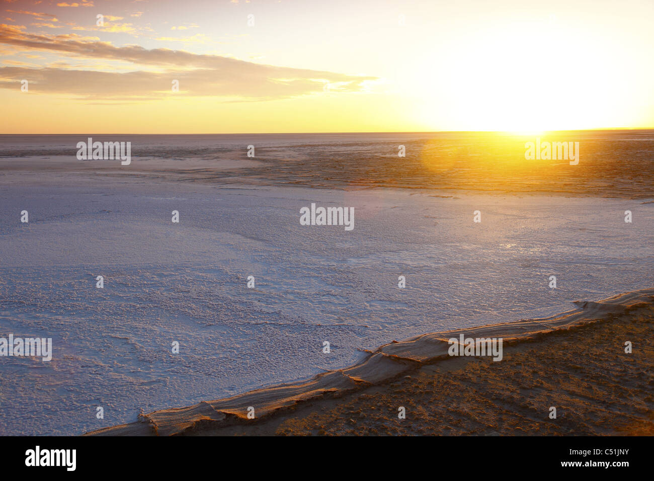 Africa, Tunisia, Chott El Jerid, Flat Dry Salt Lake between Tozeur and ...