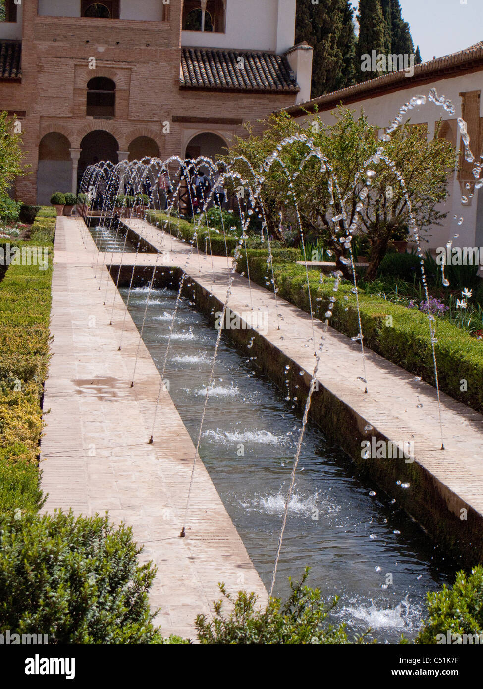 Granada Spain Alhambra palace Generalife garden water fountain Stock ...